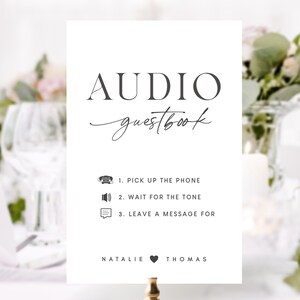 Phone Message Guestbook Sign, 100% Editable Text, Printable Audio Guest ...