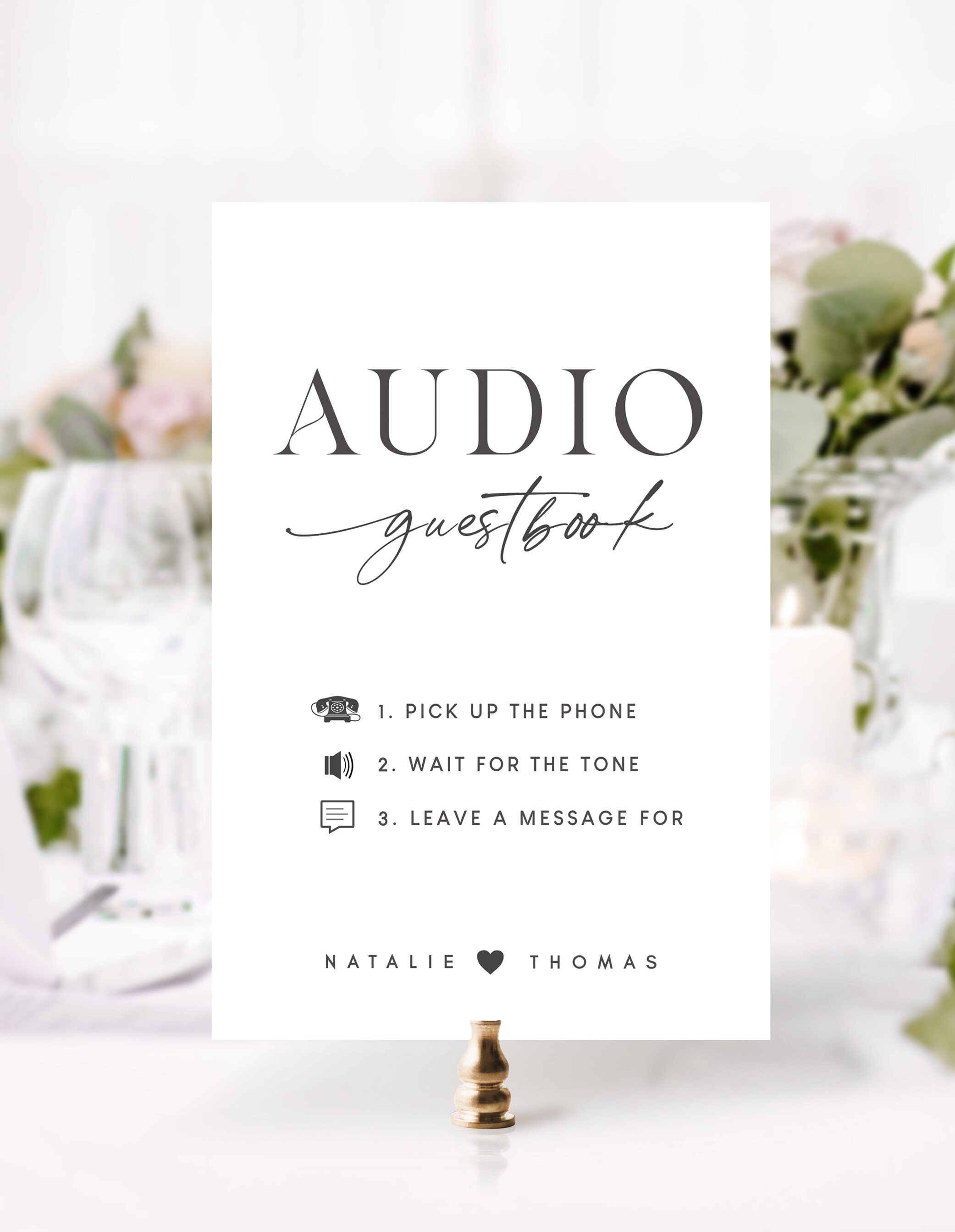Phone Message Guestbook Sign, 100% Editable Text, Printable Audio Guest ...
