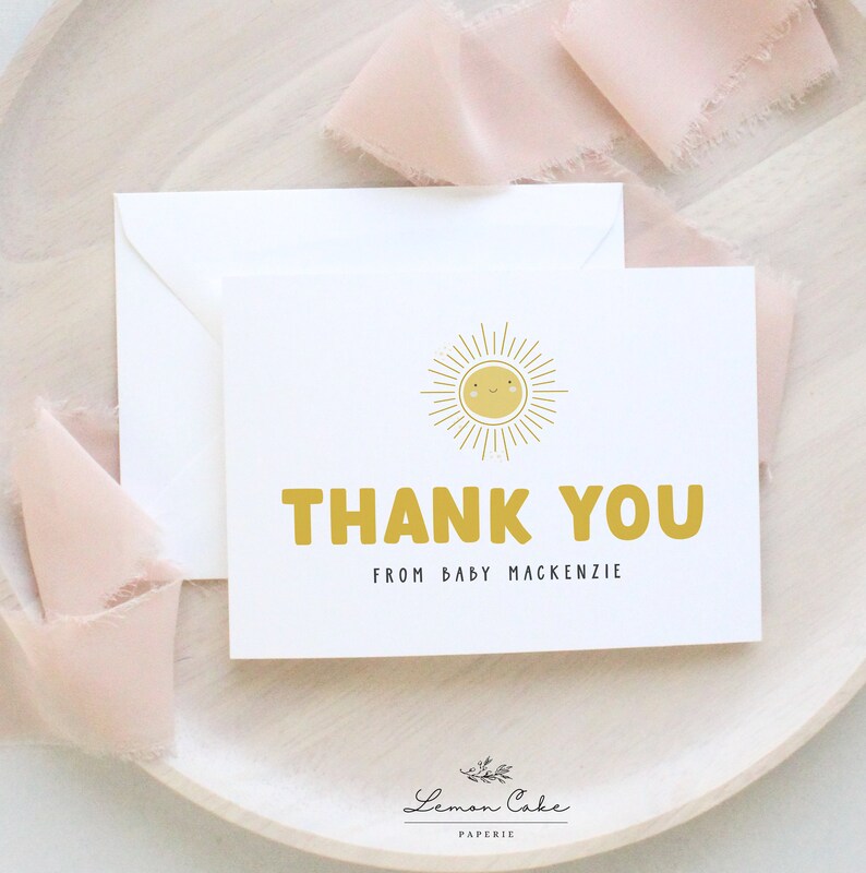 Sunshine Thank You Card Template Instant Download Editable - Etsy