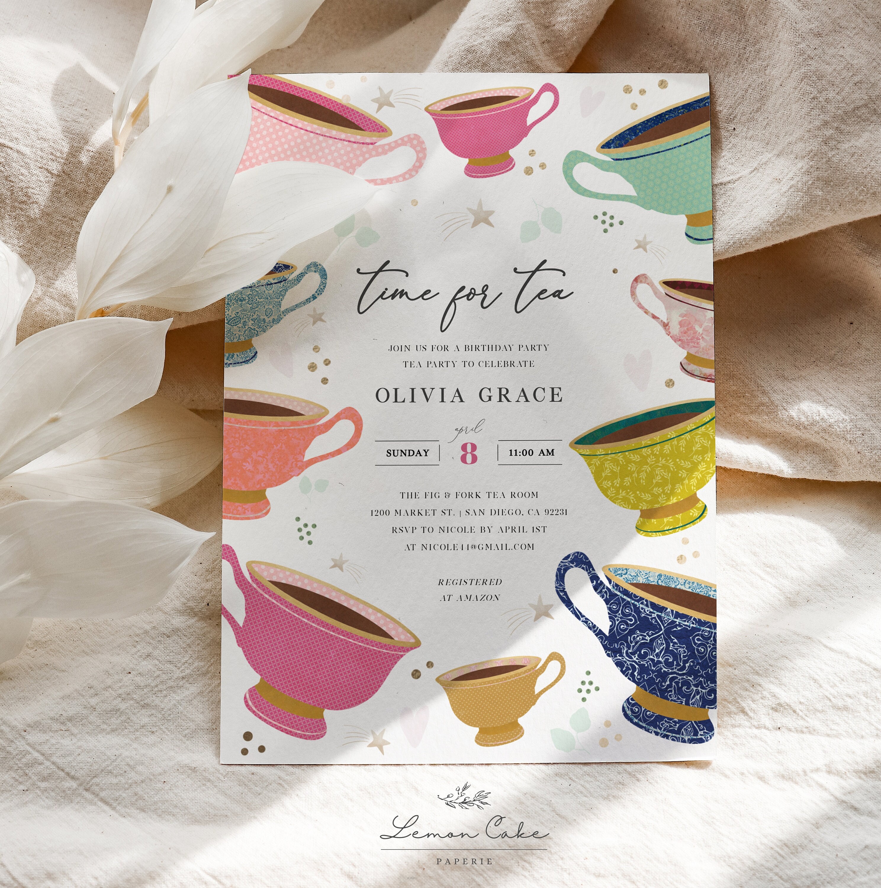Tea Party Birthday Invitation Template Instant Download Girl - Etsy