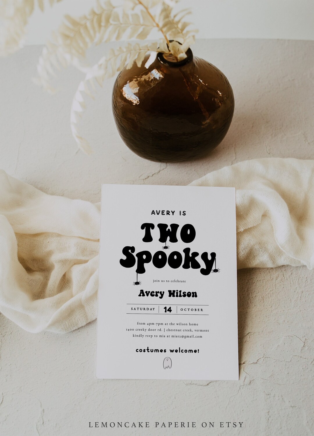 Editable Two Spooky Birthday Invitation, Halloween 2nd Birthday ...