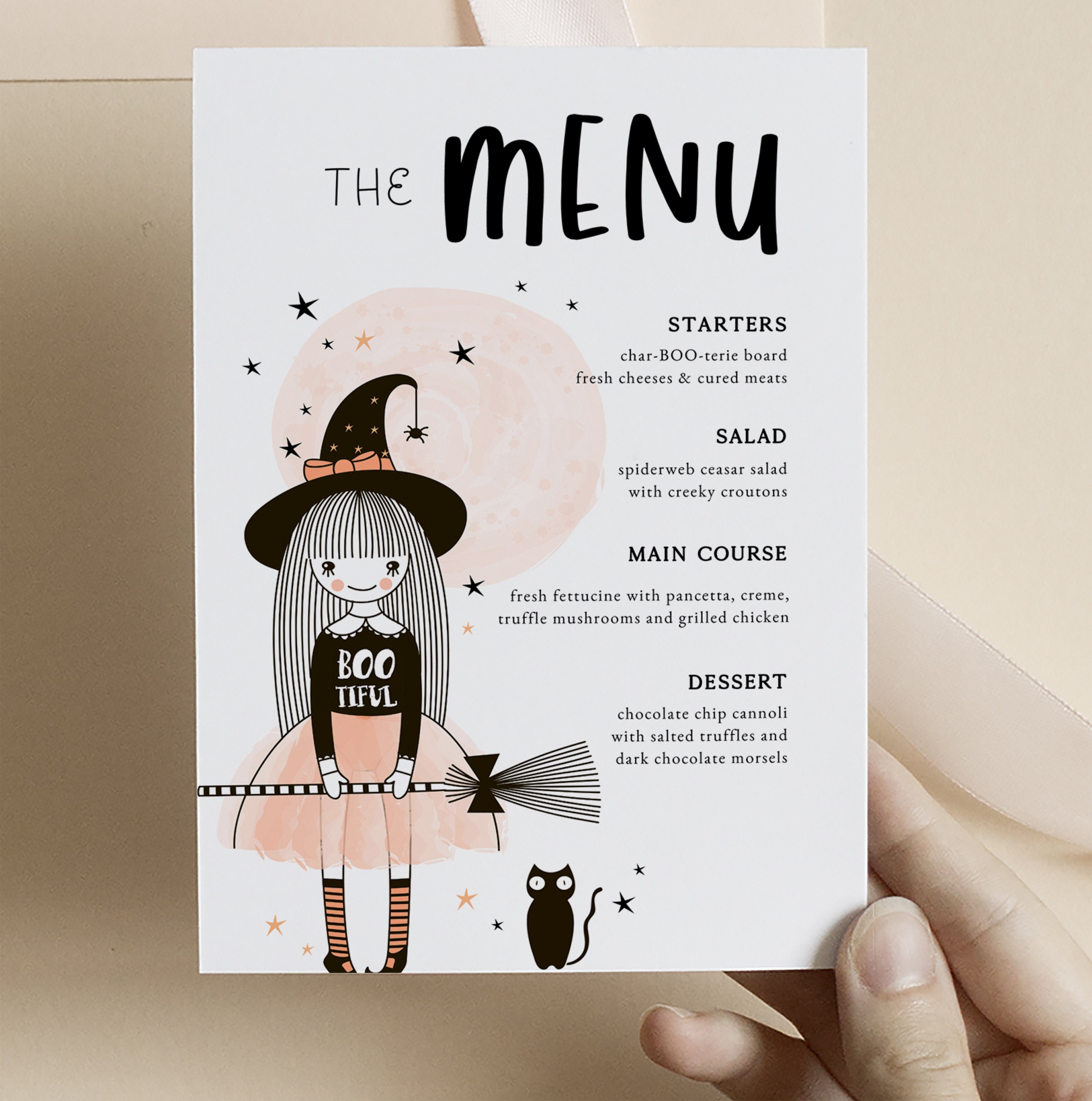 Halloween Party Menu Card, Halloween Party Decor, Witch Theme Party ...