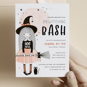 Halloween Party Invitation, Witch Halloween Party Invite Template, Kids ...