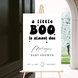 Little Boo Welcome Sign Template, Cute Ghost Party Signage, Baby Shower ...