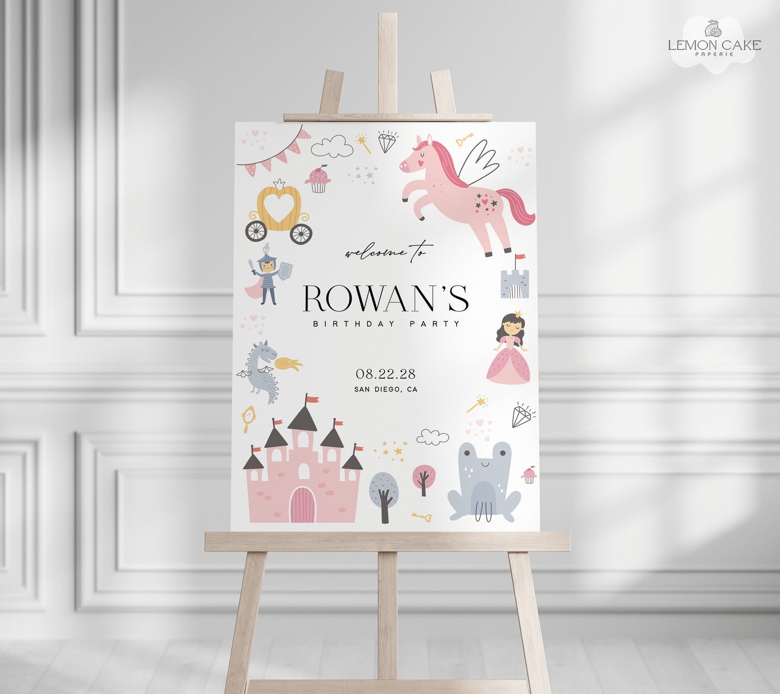 Princess and Knight Welcome Sign Editable Text Joint - Etsy