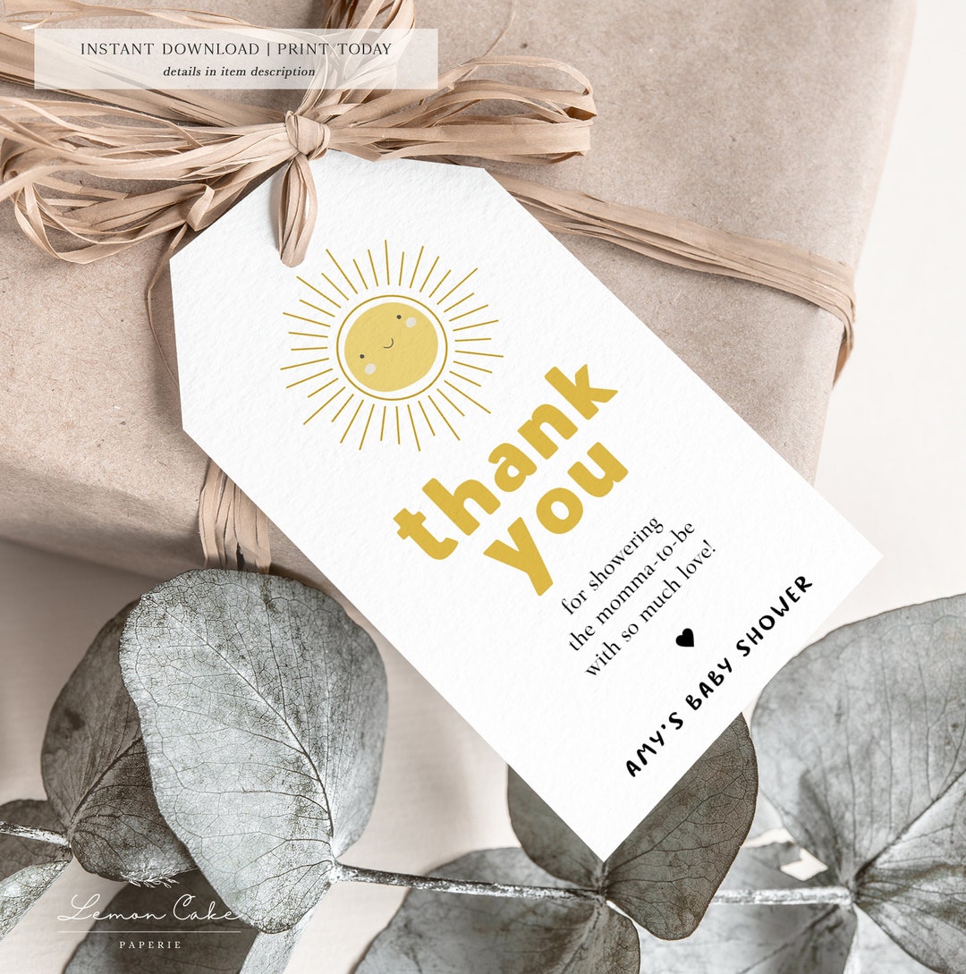 Sunshine Favor Tags, Instant Download, Our Little Sunshine Party Tags ...