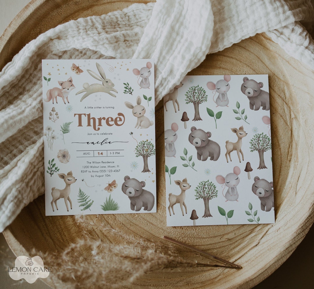 Forest Animal Birthday Party Invitation, Printable Kids Birthday Invite ...