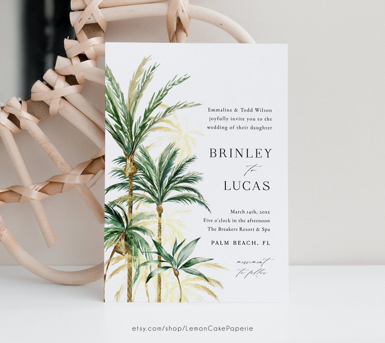 Beach Wedding Invitation Palm Tree Invitation Suite 100% - Etsy