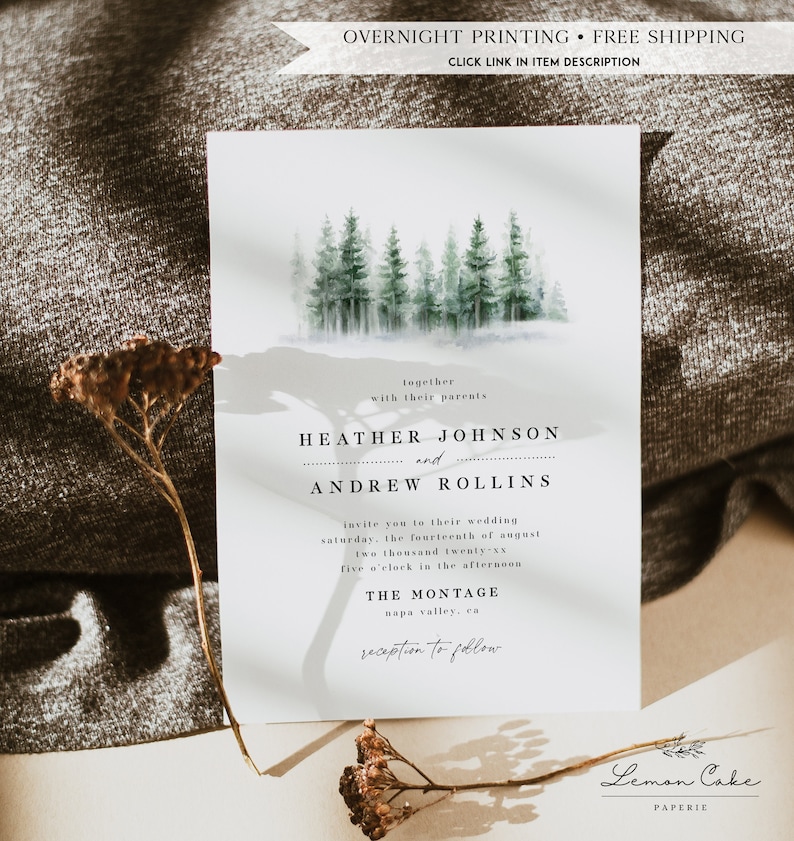 Woodsy Wedding Invitation Instant Download or Overnight - Etsy