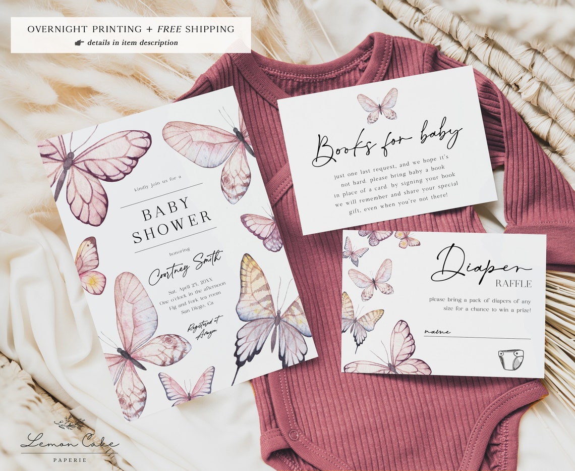 Butterfly Baby Shower Invitation Instant Download Spring - Etsy