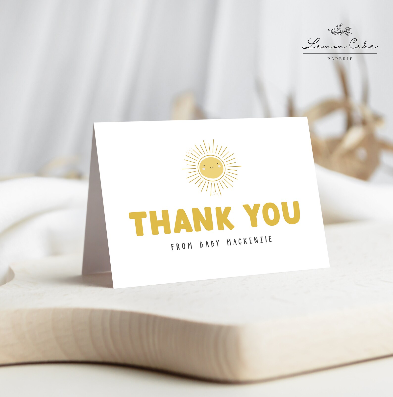 Sunshine Thank You Card Template, Instant Download, Editable Boho Sun ...