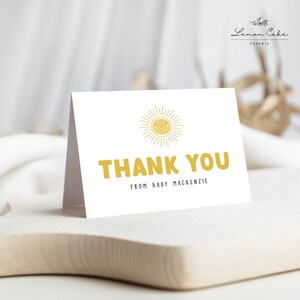 Sunshine Thank You Card Template, Instant Download, Editable Boho Sun ...