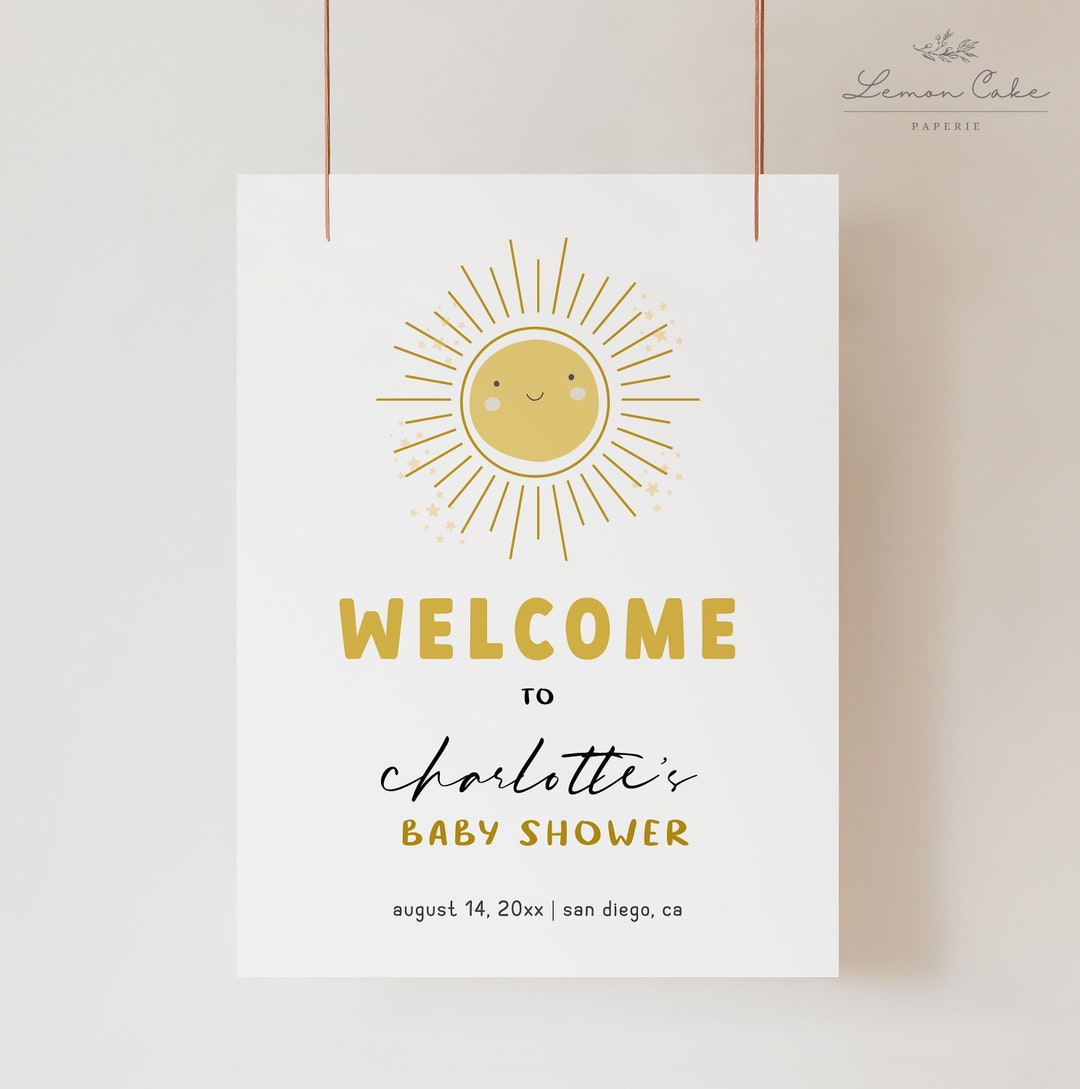 Sunshine Welcome Sign Template, Neutral Sunshine Poster Sign, Retro Sun ...