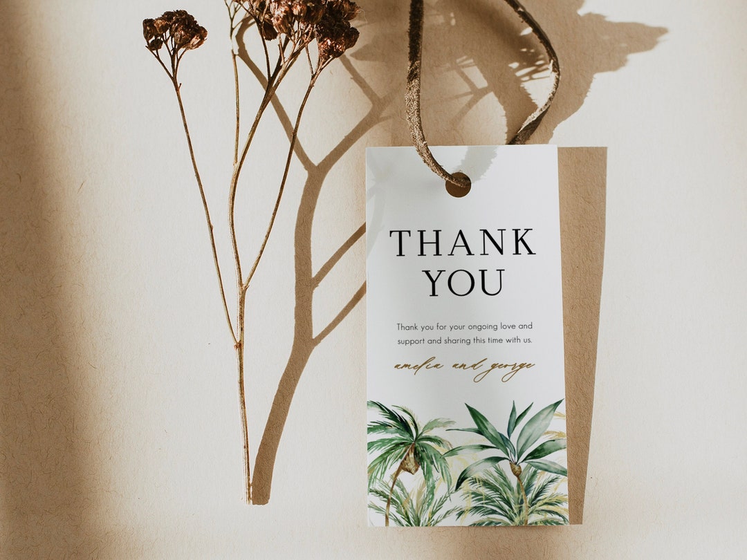 Palm Tree Favor Tag Template, Beach Wedding Thank You Tag, Printable ...