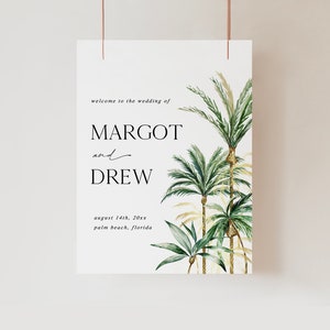 Palm Tree Welcome Sign, Palm Tree Wedding Sign, Beach Wedding Sign ...