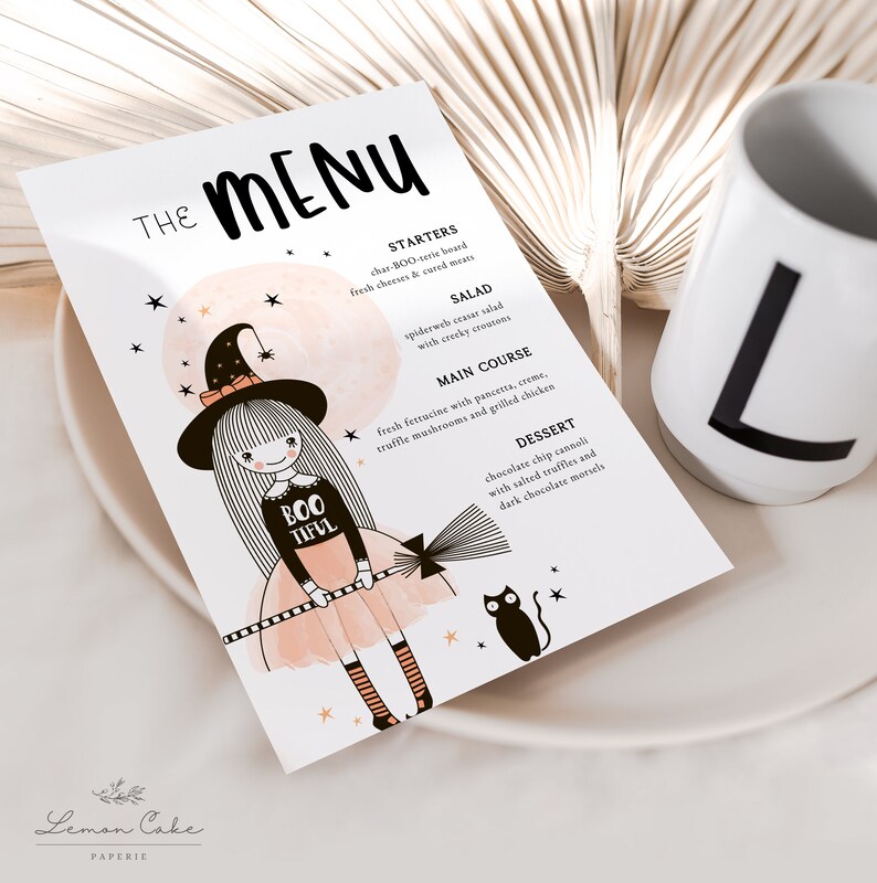 Halloween Party Menu Card, Halloween Party Decor, Witch Theme Party ...