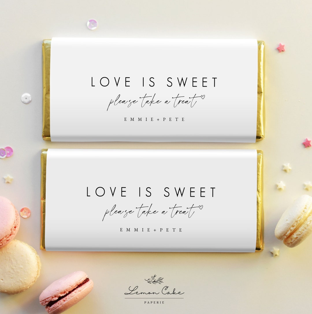 Love is Sweet Chocolate Bar Wrapper Template, Printable Wedding Favors ...