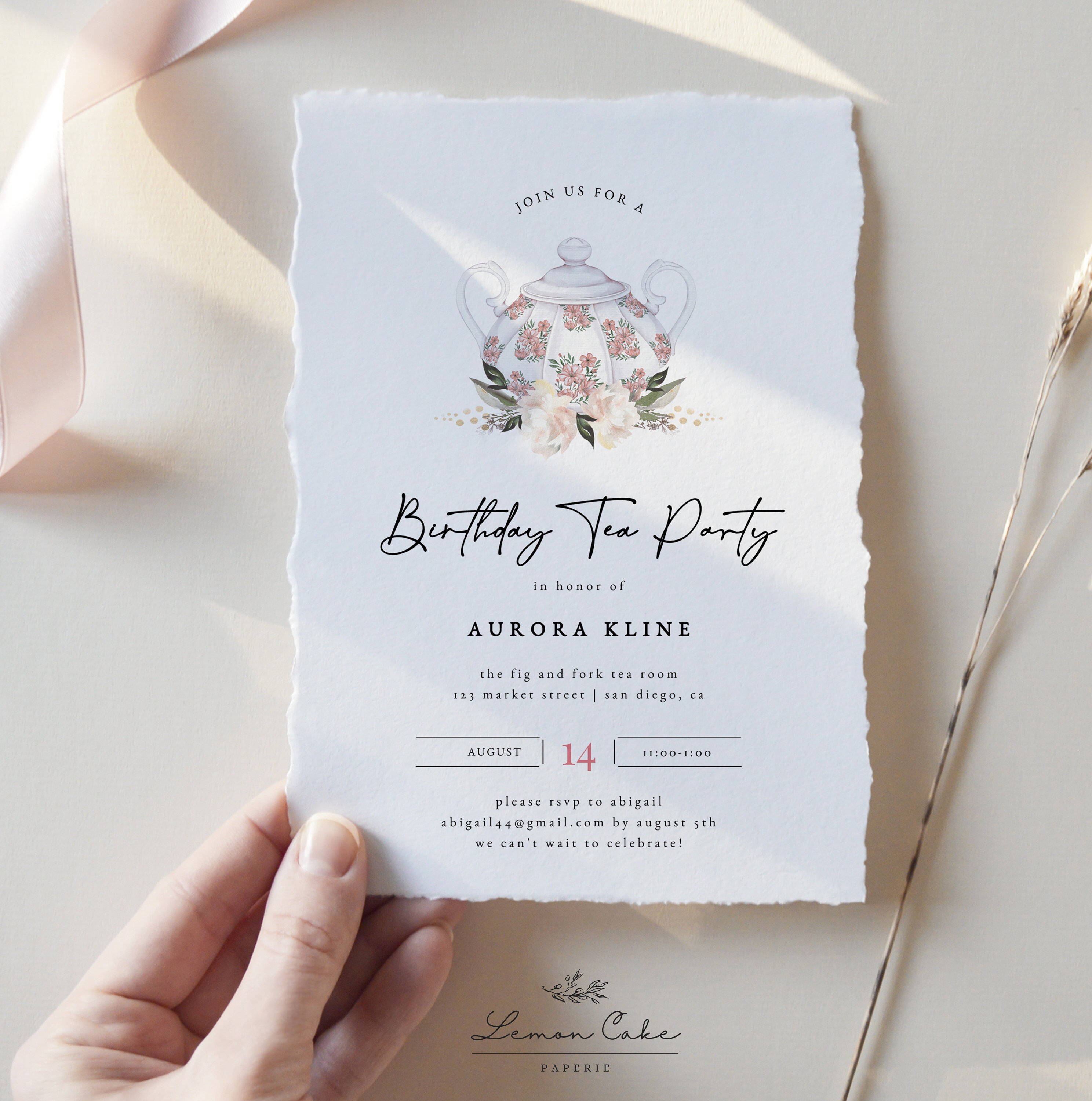 Tea Party Invitation Girl Birthday Invite Girl Tea Party - Etsy