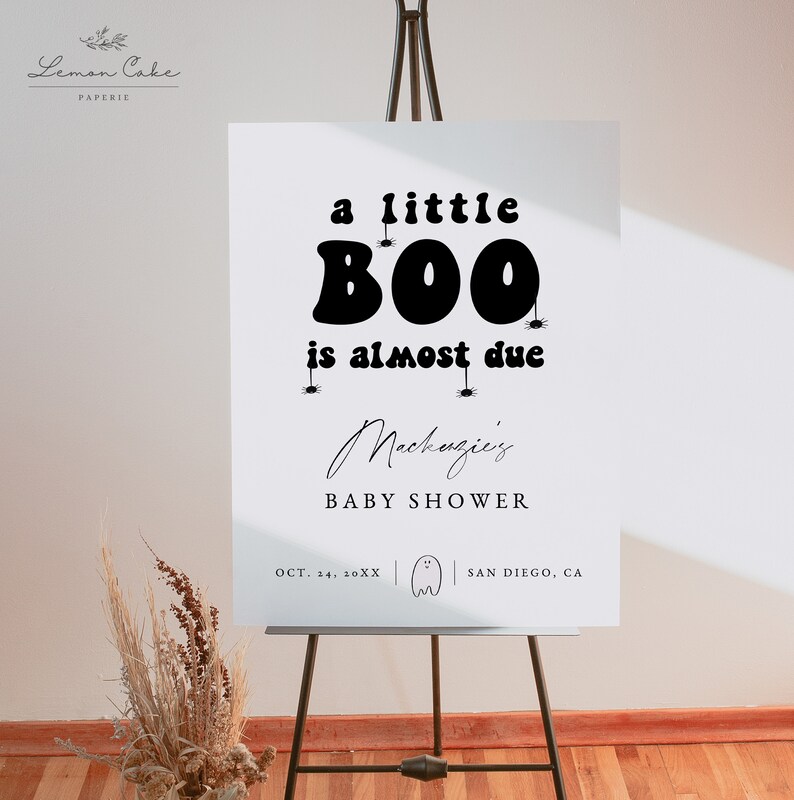 Little Boo Welcome Sign Template Cute Ghost Party Signage - Etsy
