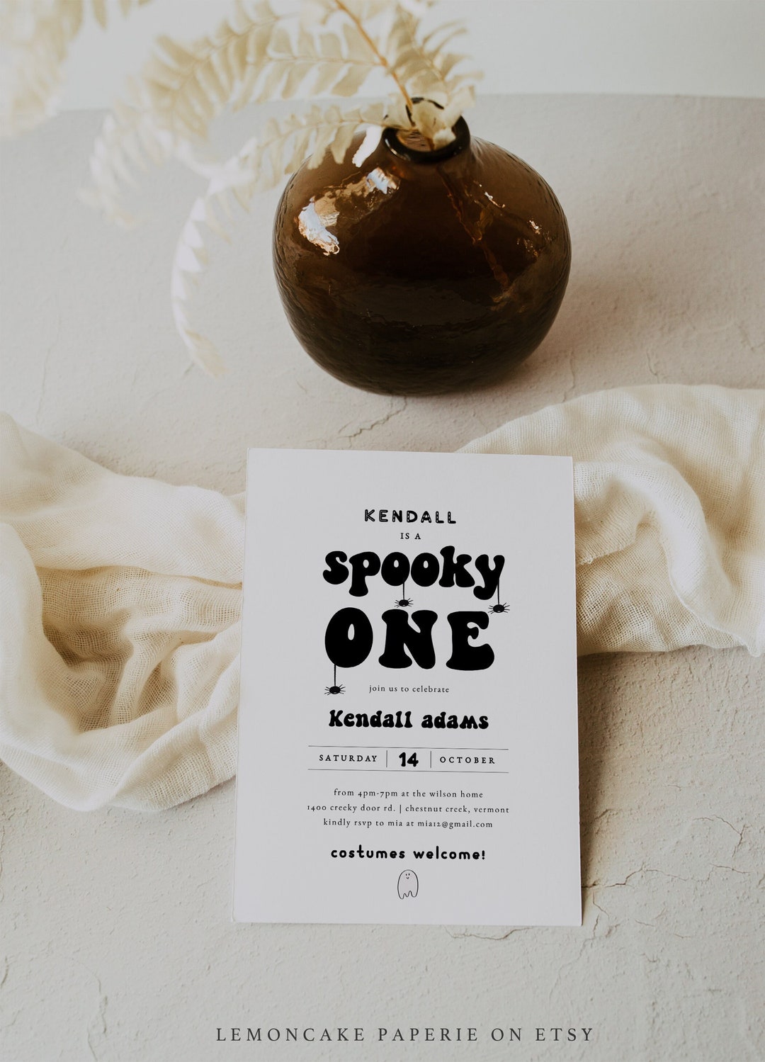 Editable Spooky One Invitation, Halloween 1st Birthday Party, Little ...