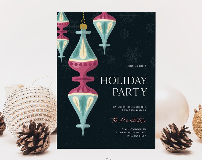 Holiday Party Invitation Template, Instant Download, 100% Editable Text ...
