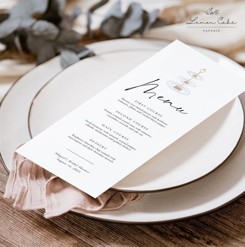 Elegant Tea Party Menu Instant Download Printable Tea Theme - Etsy