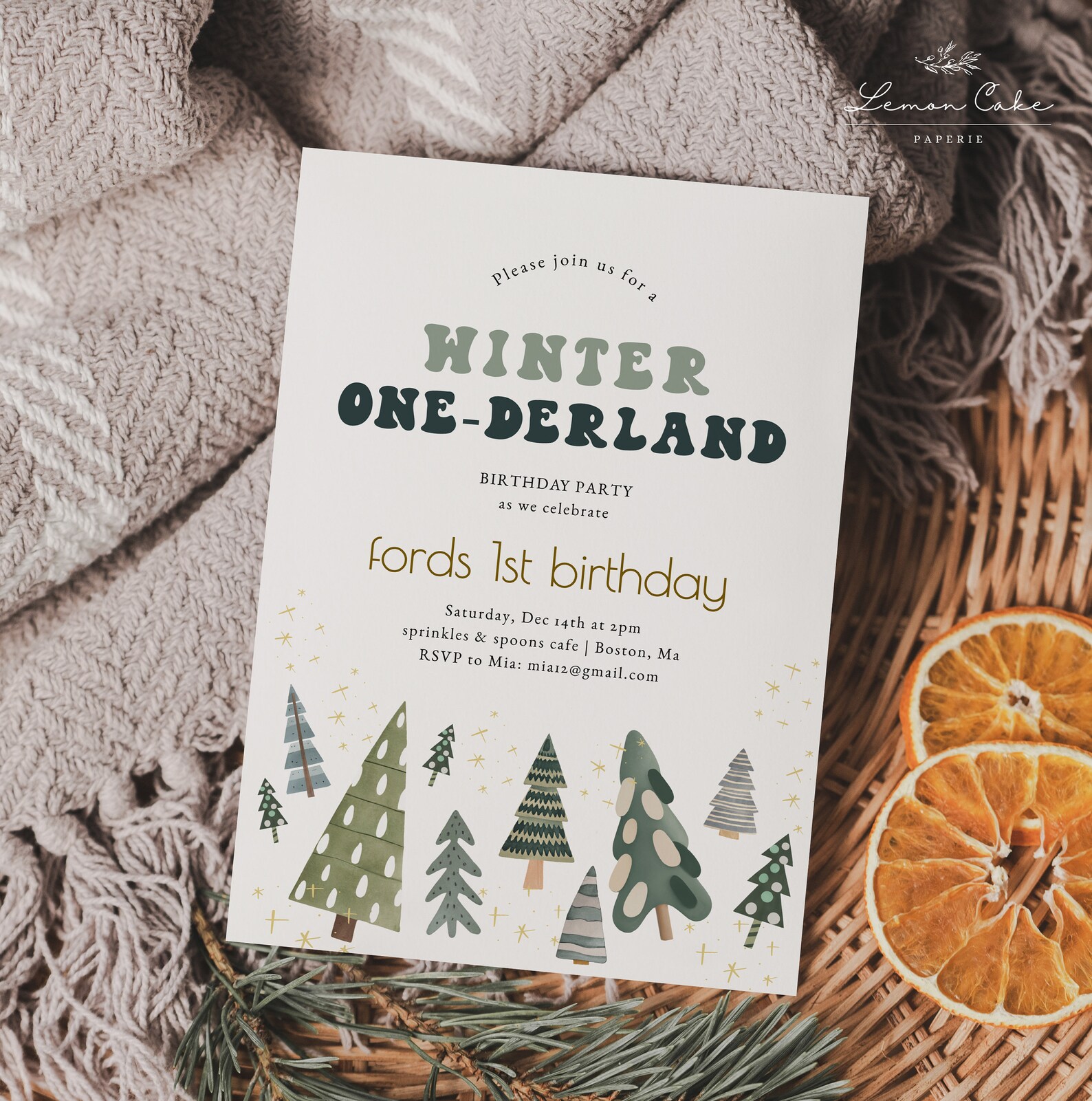 One-derland Birthday Invitation, 100% Editable Text, Christmas Birthday ...