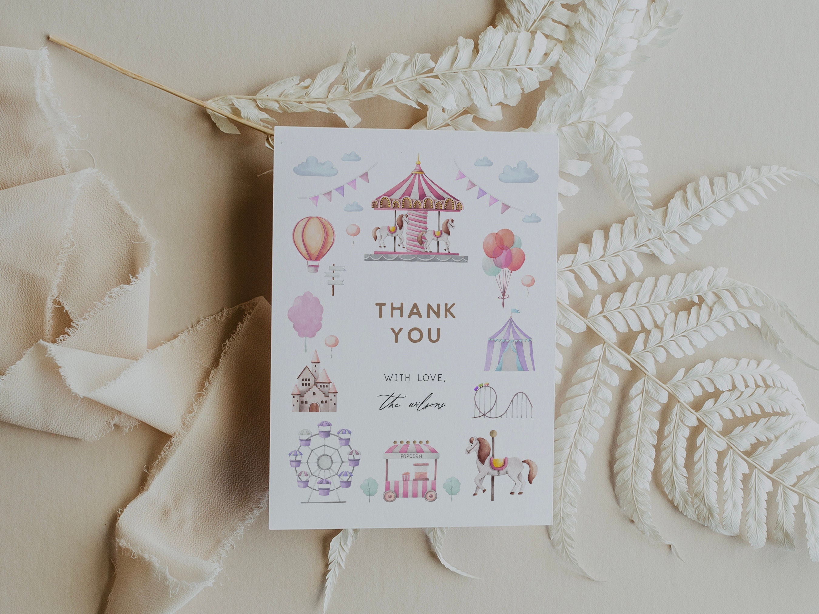 Printable Carnival Thank You Cards Printable Children Party Theme