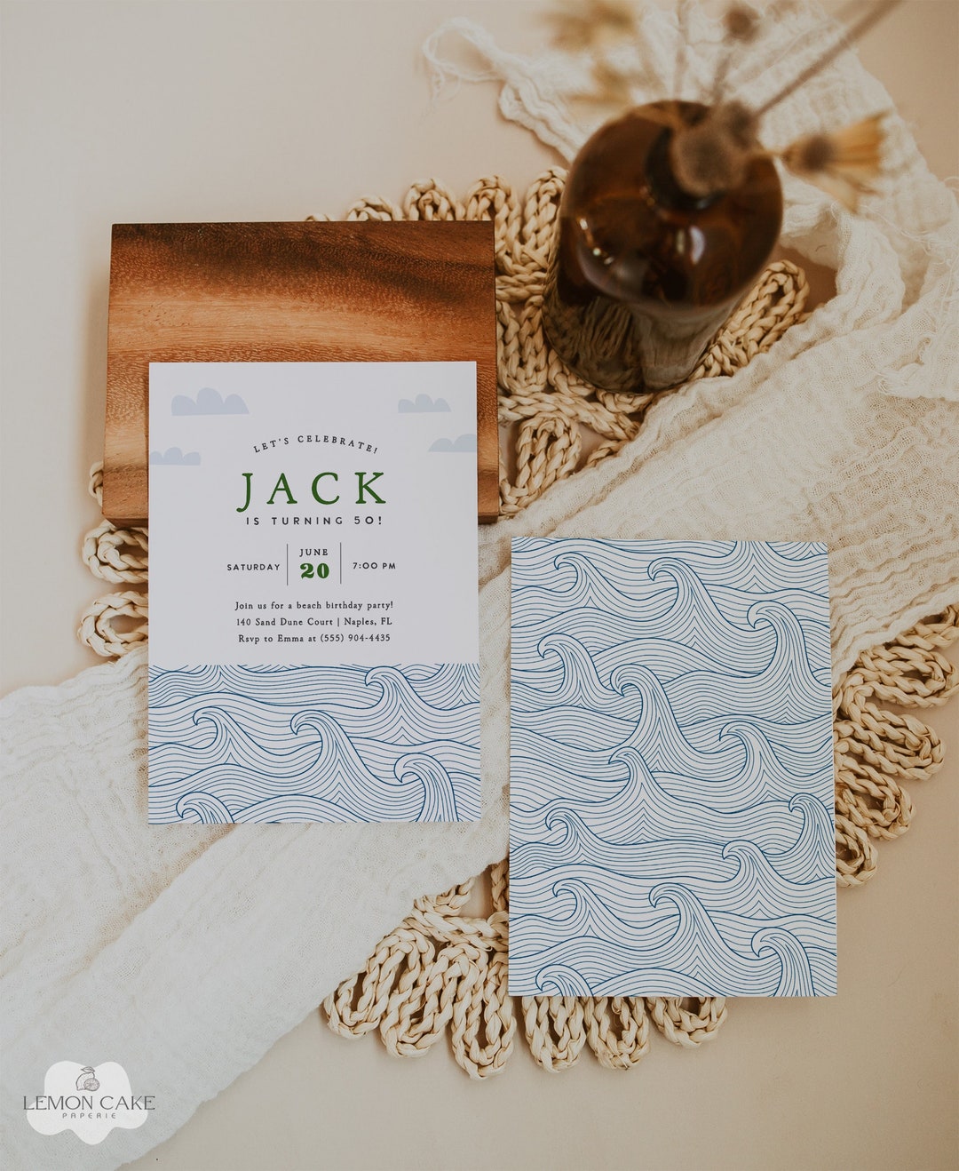 Modern Beach Birthday Invitation, Guy Birthday Invite, Masculine ...