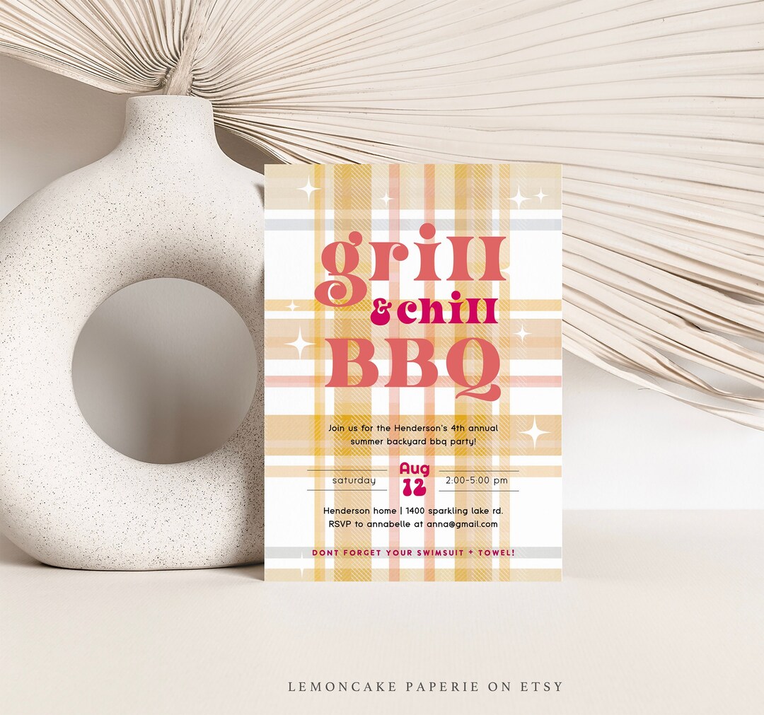 Editable BBQ Invitation, Picnic Barbecue Invite Template, Birthday BBQ ...
