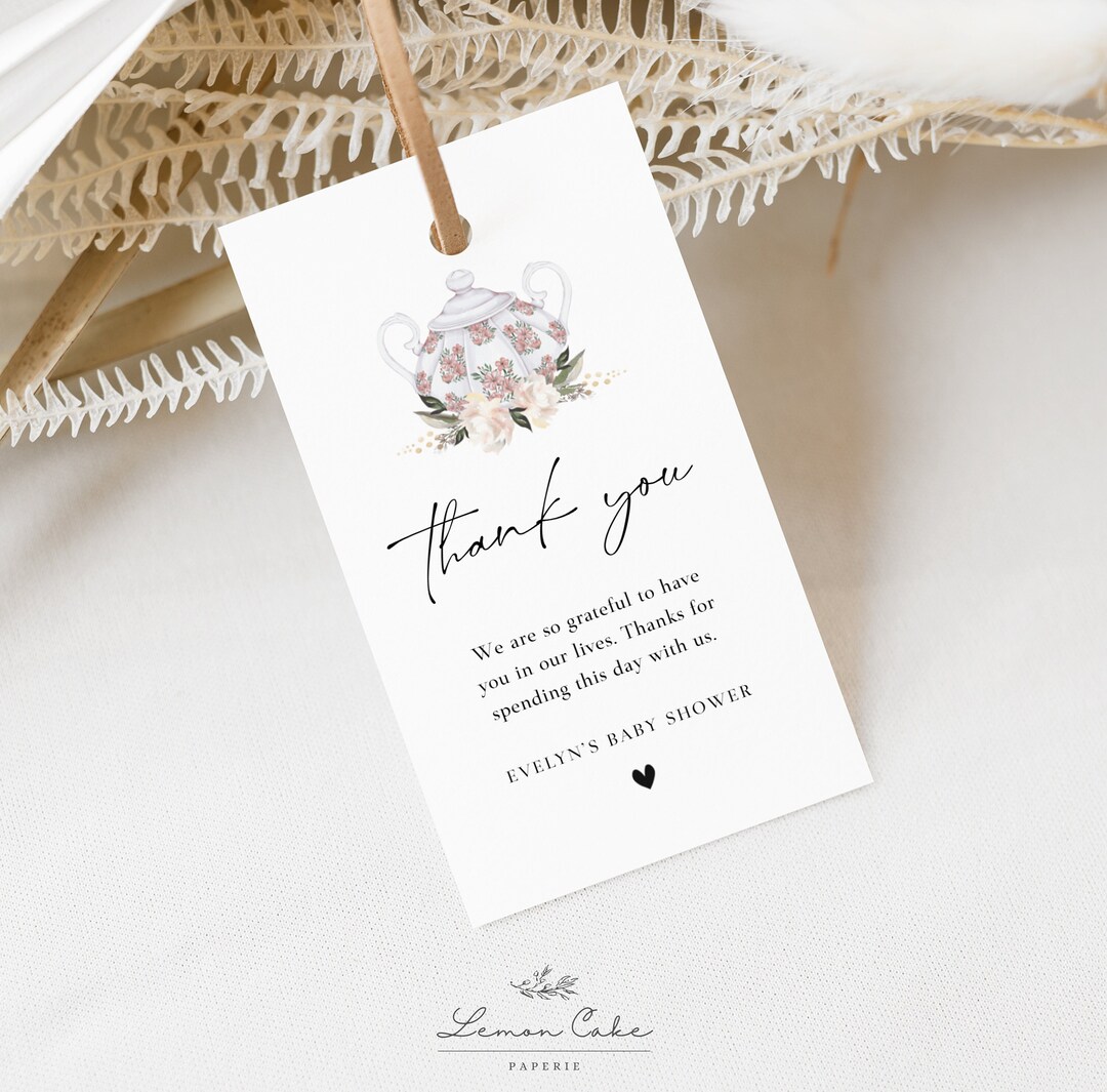 Printable Tea Party Favor Tag, Cute Tea Pot Gift Tag, Editable Template ...