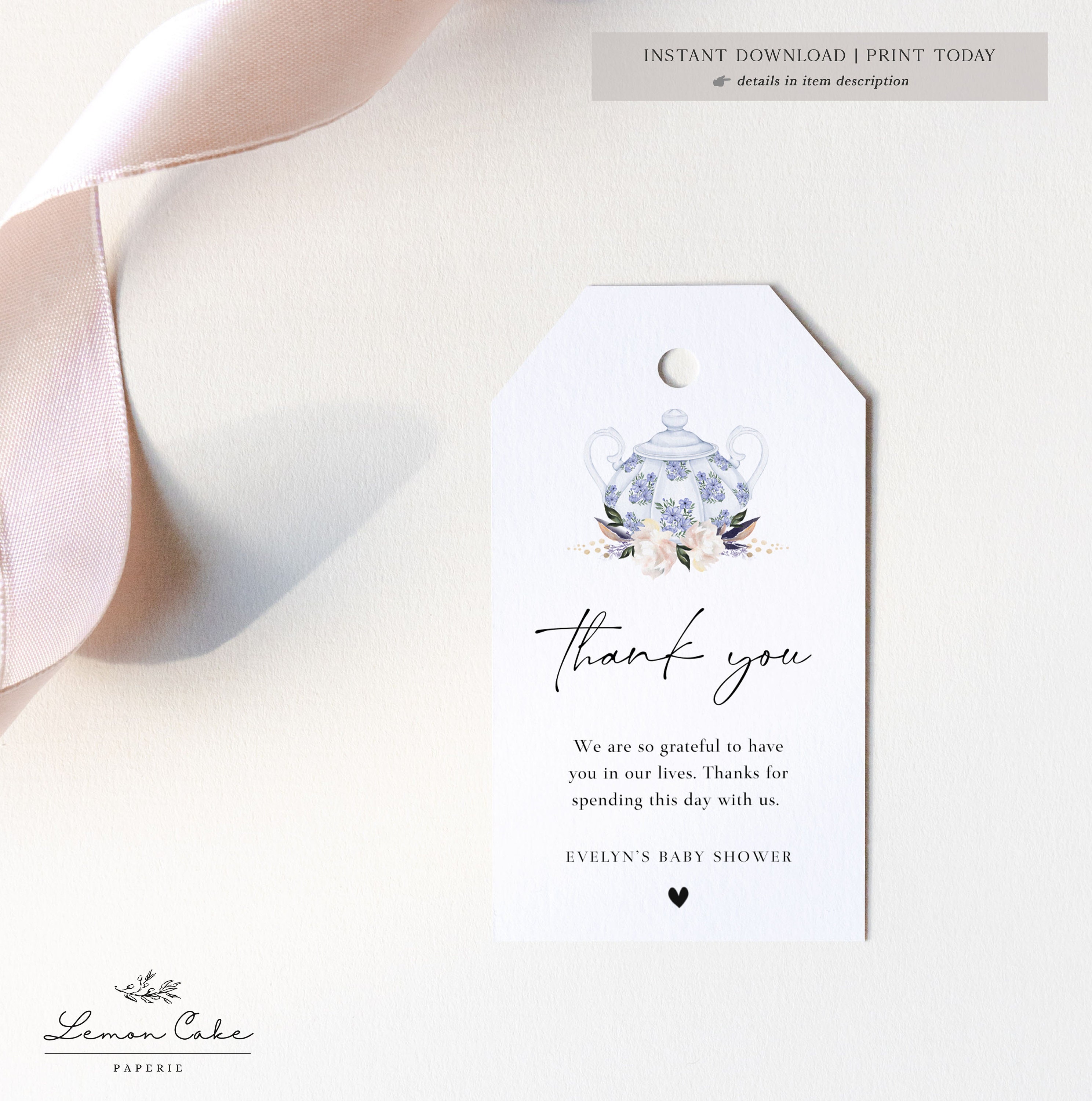 Printable Tea Party Favor Tag High Tea Bridal Shower Gift - Etsy