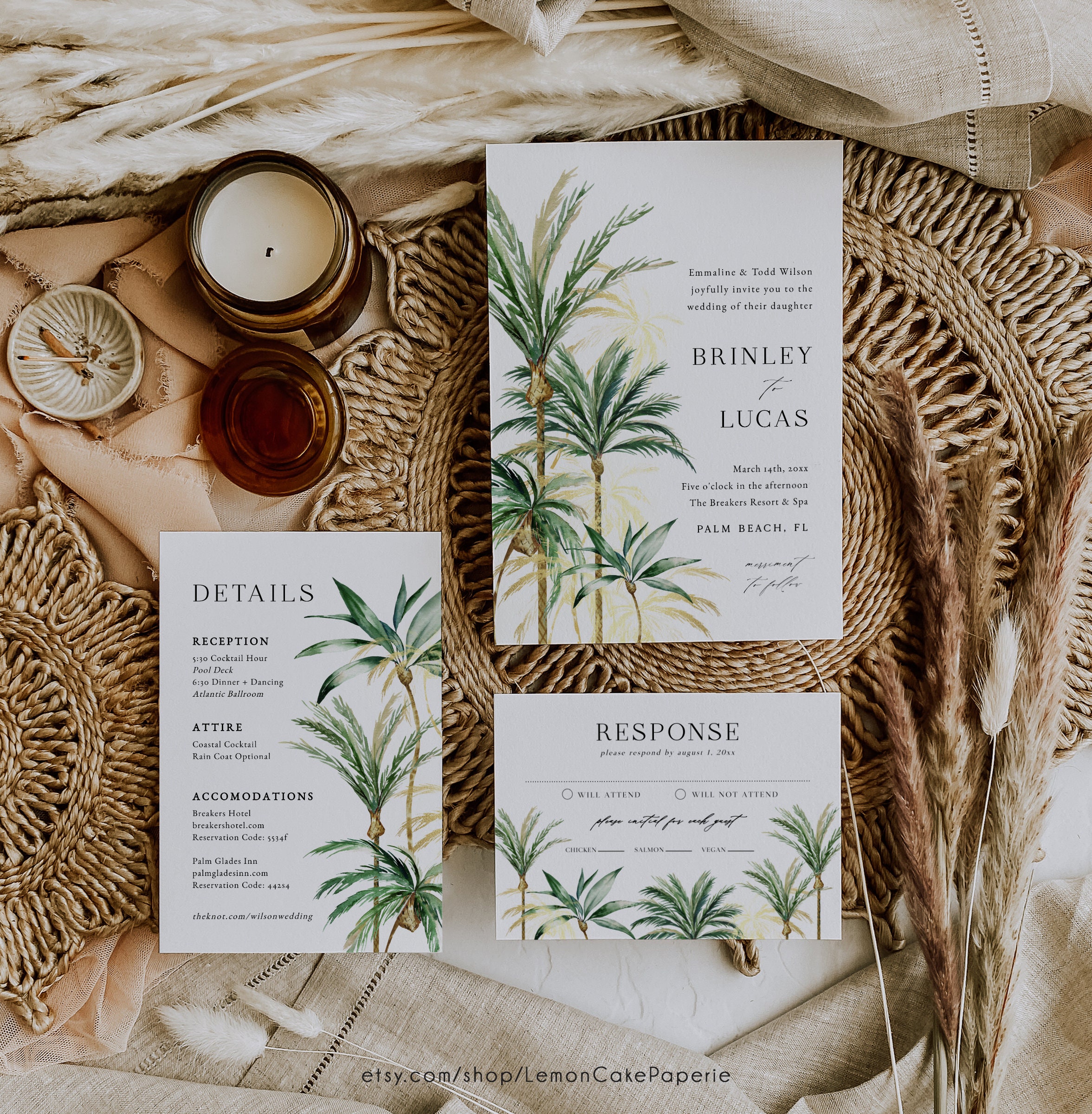 Palm tree wedding invitations 60 photos - Astyledwedding.com