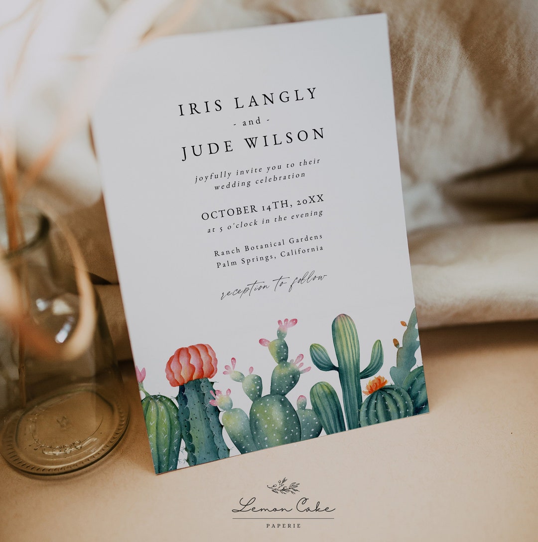 Desert Wedding Invitation, Cactus Wedding Invitation Suite, 100% ...