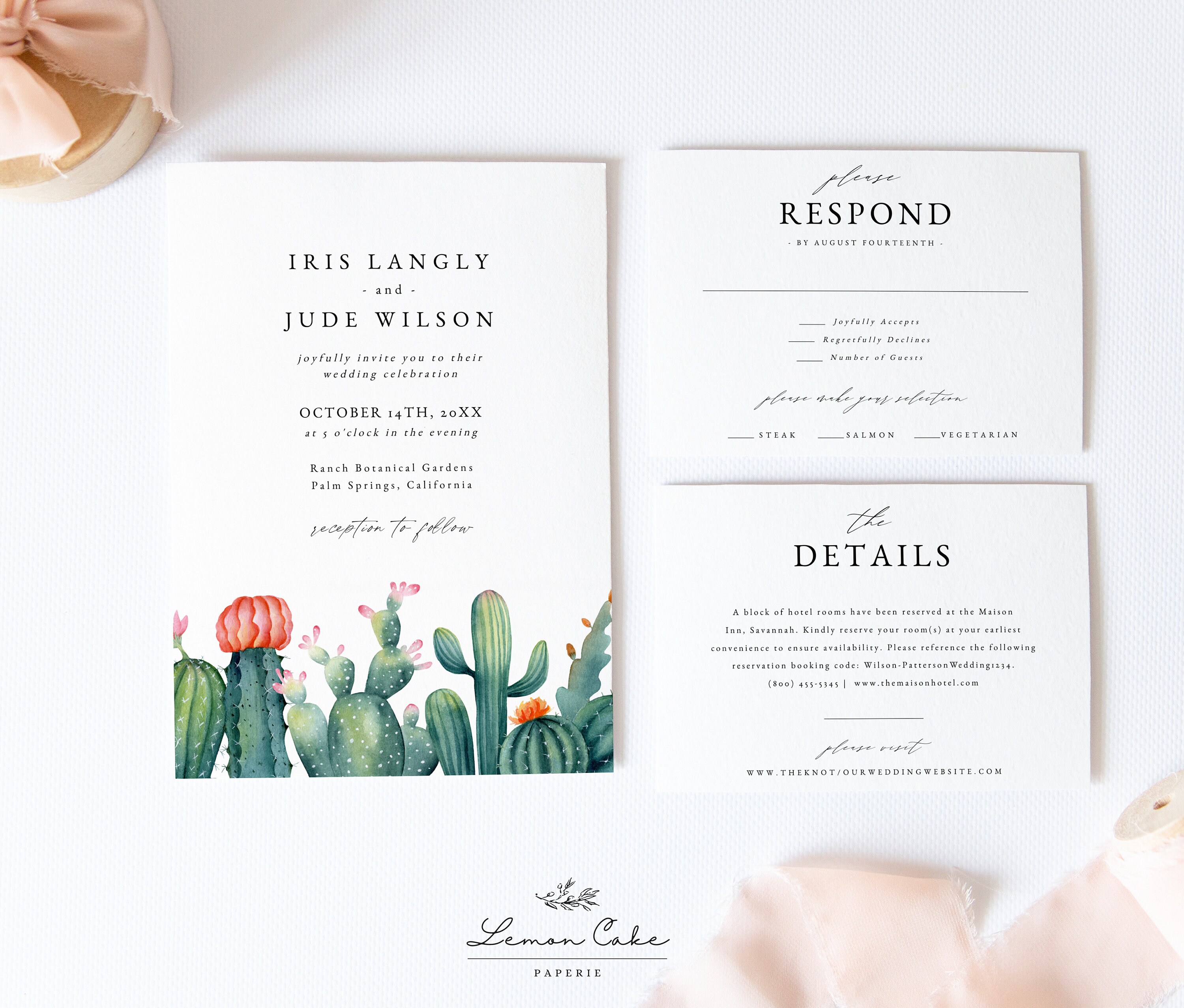 Desert Wedding Invitation Cactus Wedding Invitation Suite - Etsy