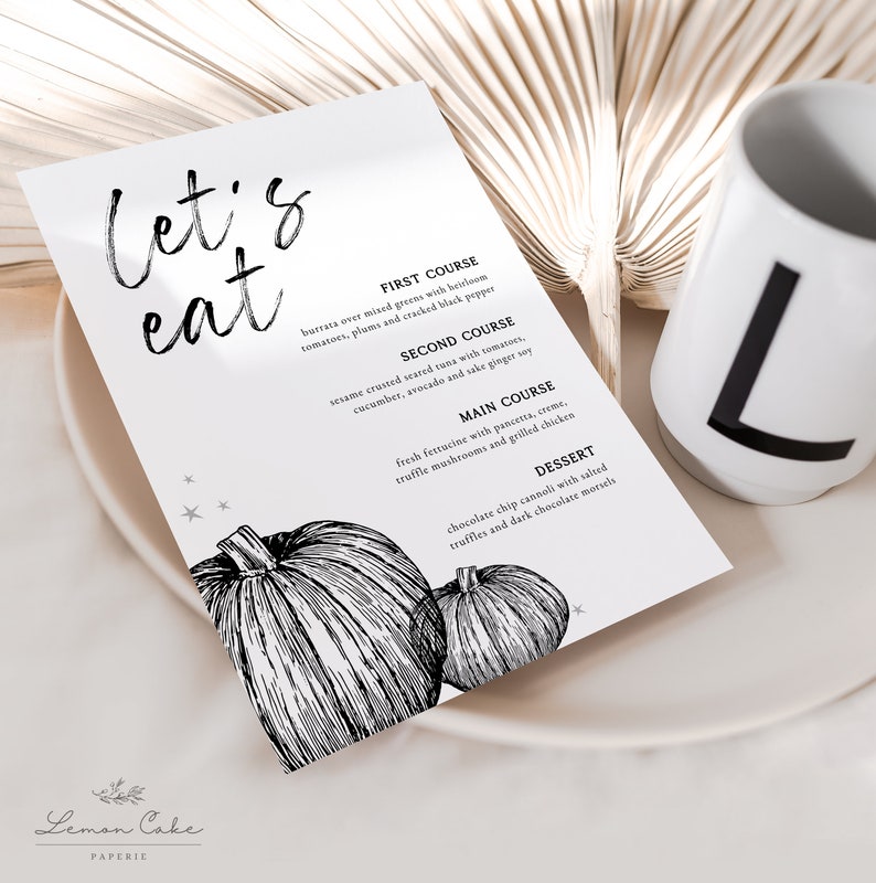 Rustic Fall Menu Template, Farmers Market Menu Card, Printable Pumpkin ...
