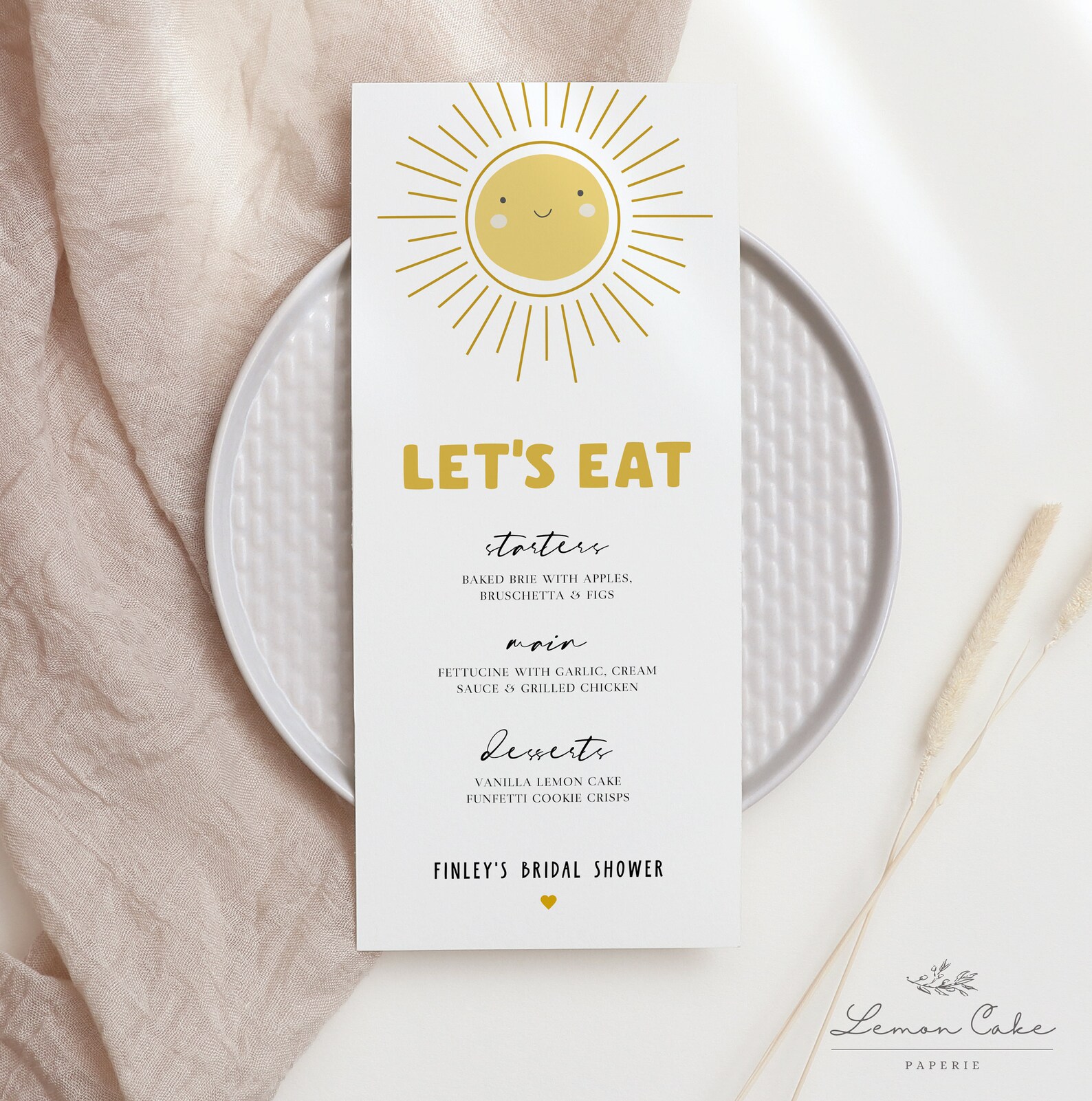 Printable Sunshine Menu Template Instant Download Baby - Etsy