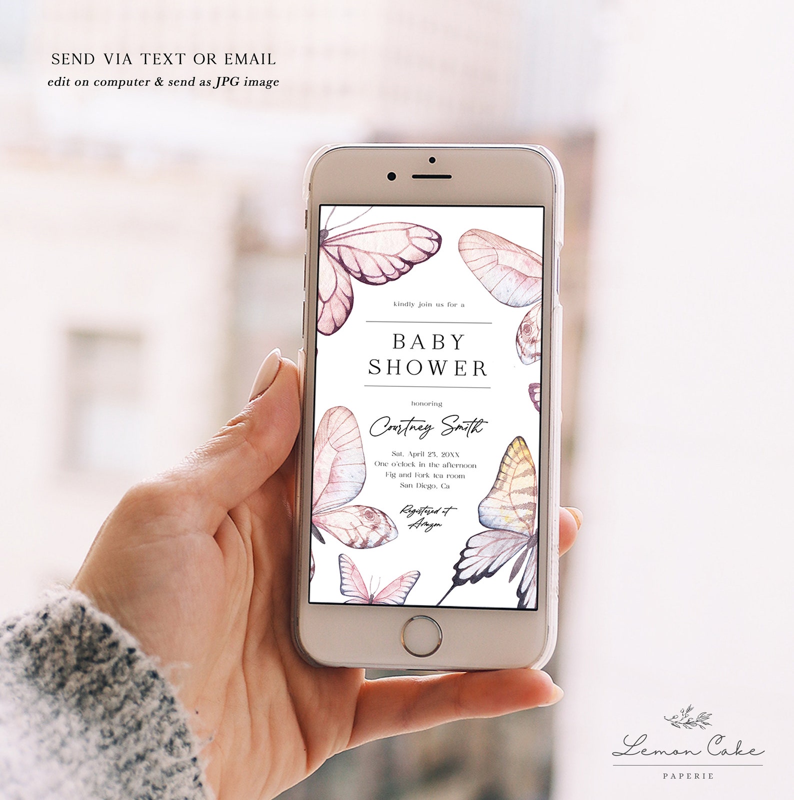 Butterfly Baby Shower Invitation Instant Download Spring - Etsy