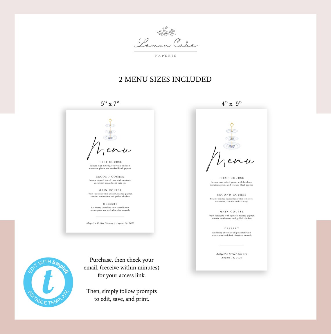 Tea Party Menu Template Instant Download Editable Text Menu Etsy