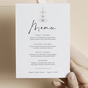 Elegant Tea Party Menu, Instant Download, Printable Tea Theme Menu ...