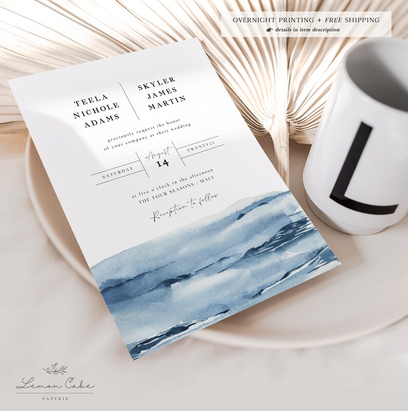 Destination Wedding Invitation Elegant Beach Invitation Set | Etsy