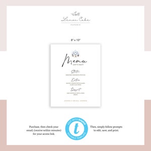 8x10 Tea Party Table Menu, Table Top Menu, Printable Tea Party Decor ...