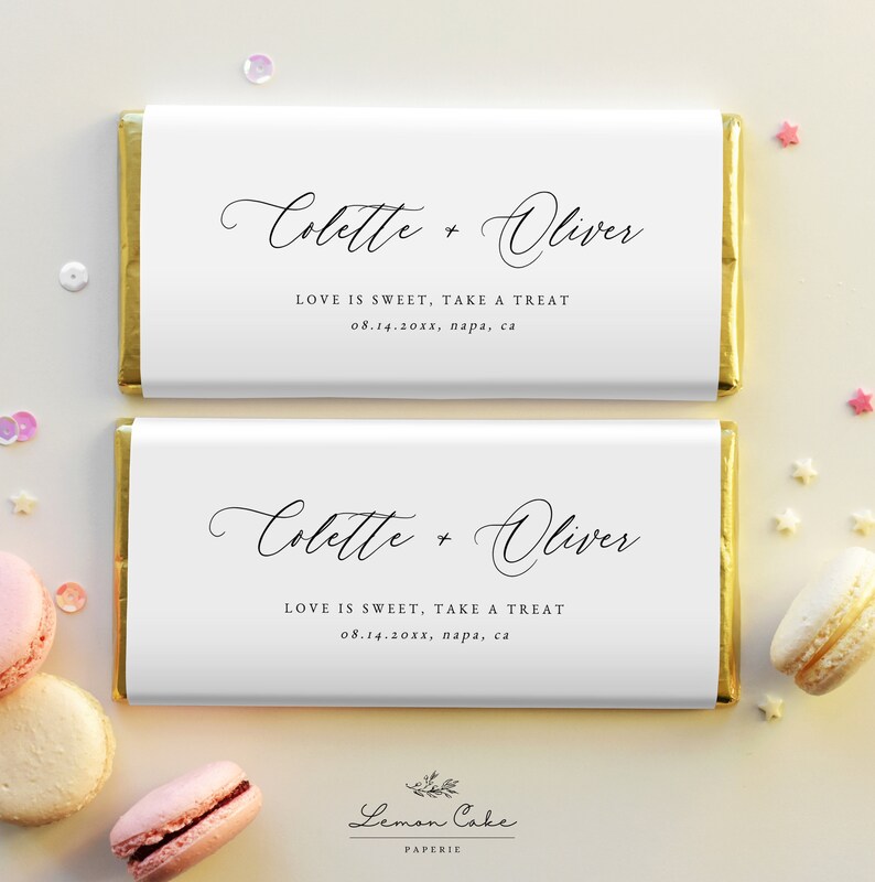 Elegant Printable Chocolate Bar Wrapper Simple Wedding Favor - Etsy