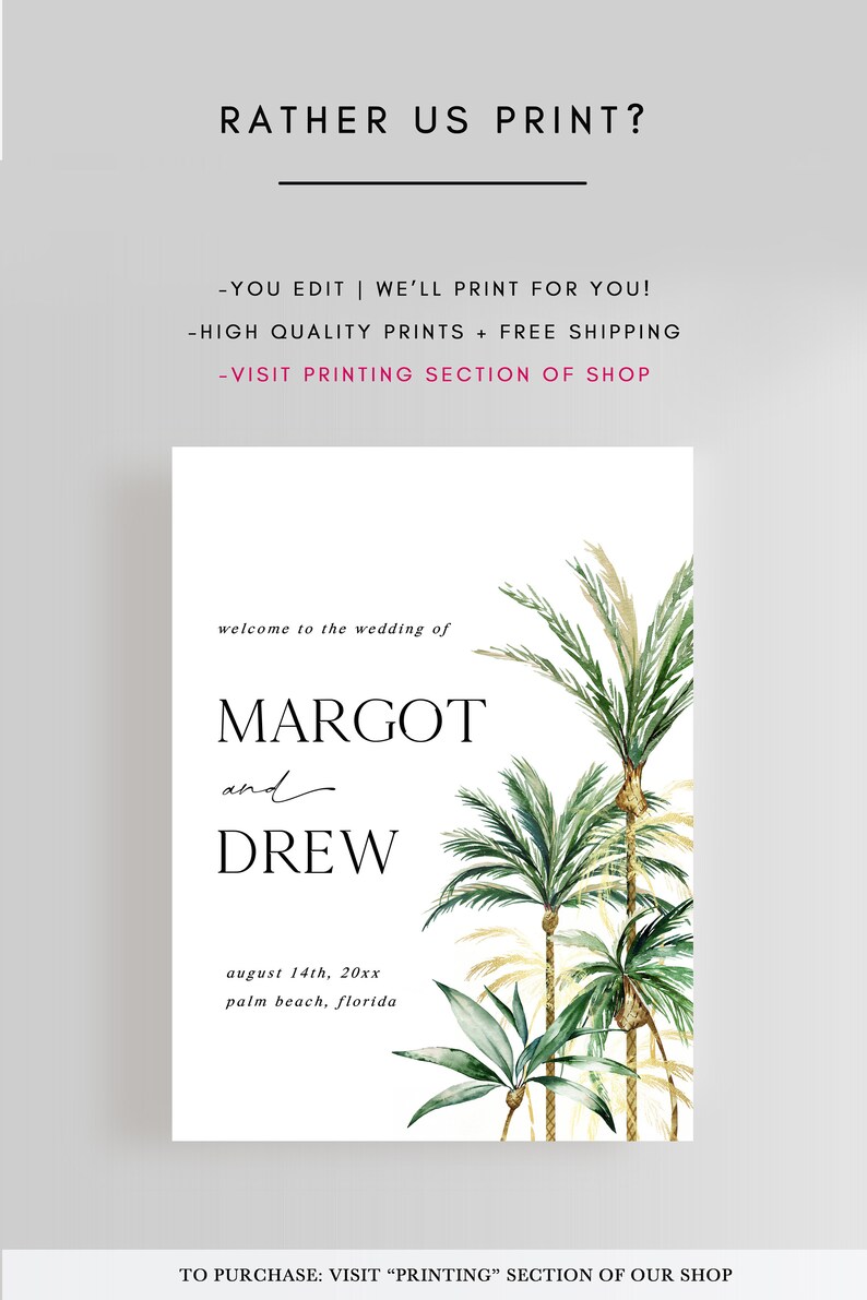 Palm Tree Welcome Sign Palm Tree Wedding Sign Beach Wedding - Etsy