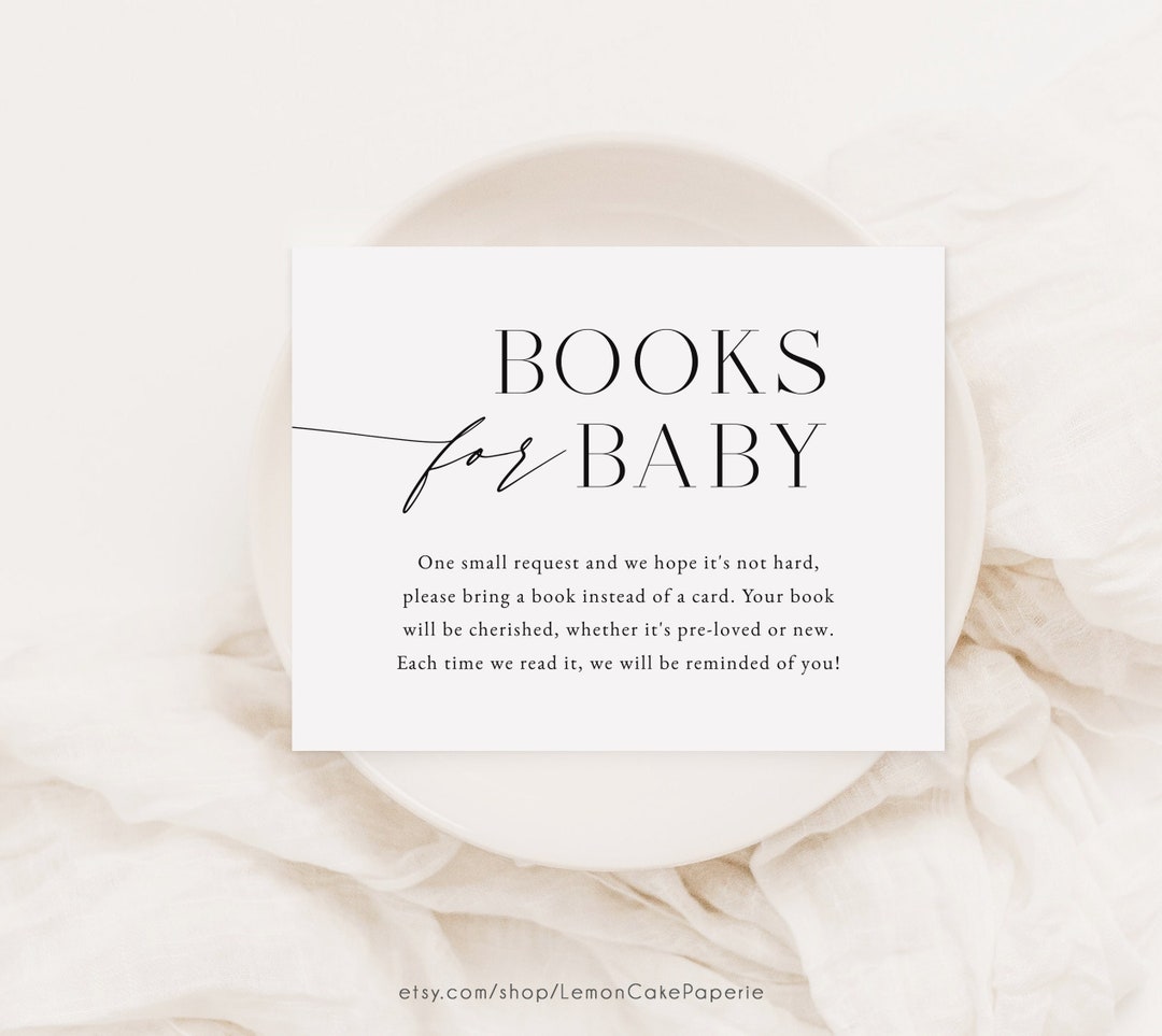 Elegant Book Request Card Template, Minimalist Bring Book for Baby Card ...