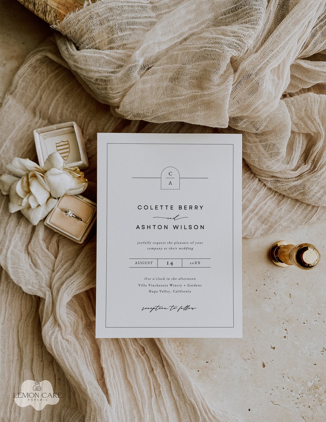 Minimal Wedding Invitation Set, Matching RSVP and Details Card, QR Code ...
