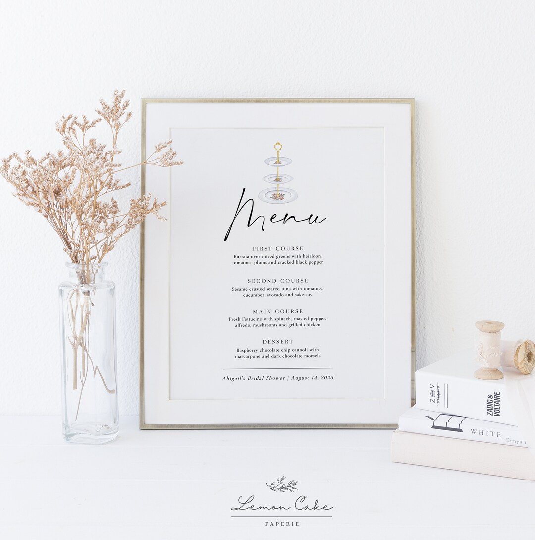 Tea Party Menu Template, 100% Editable Text, Dessert and Tea Menu Card ...