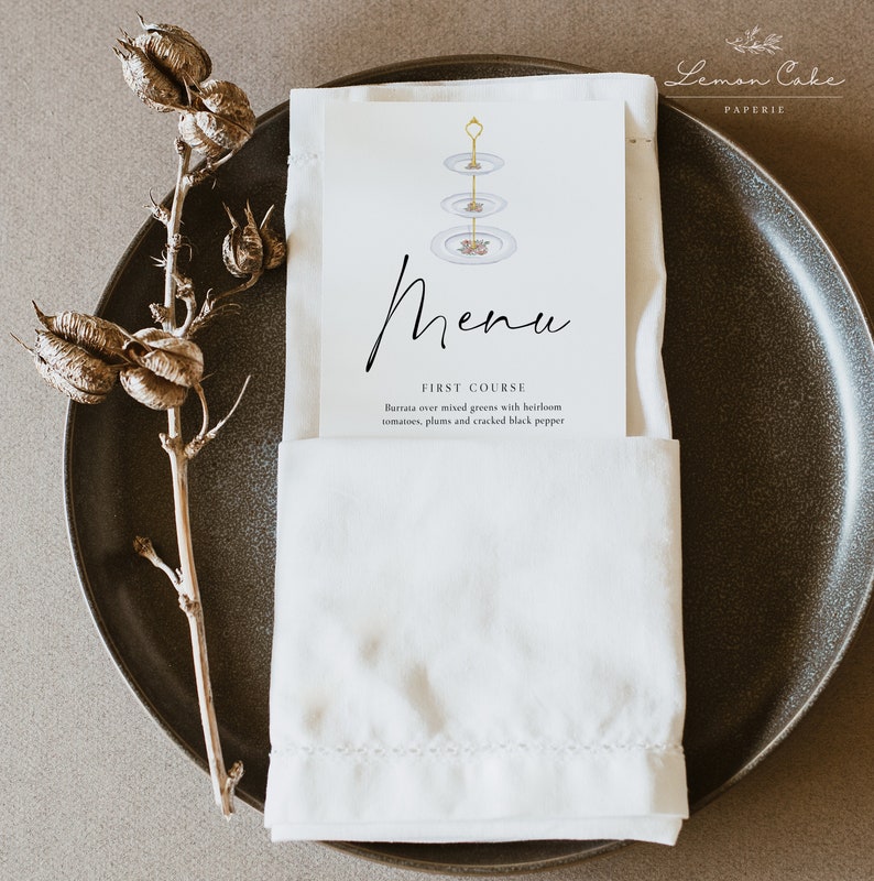 Elegant Tea Party Menu Instant Download Printable Tea Theme - Etsy