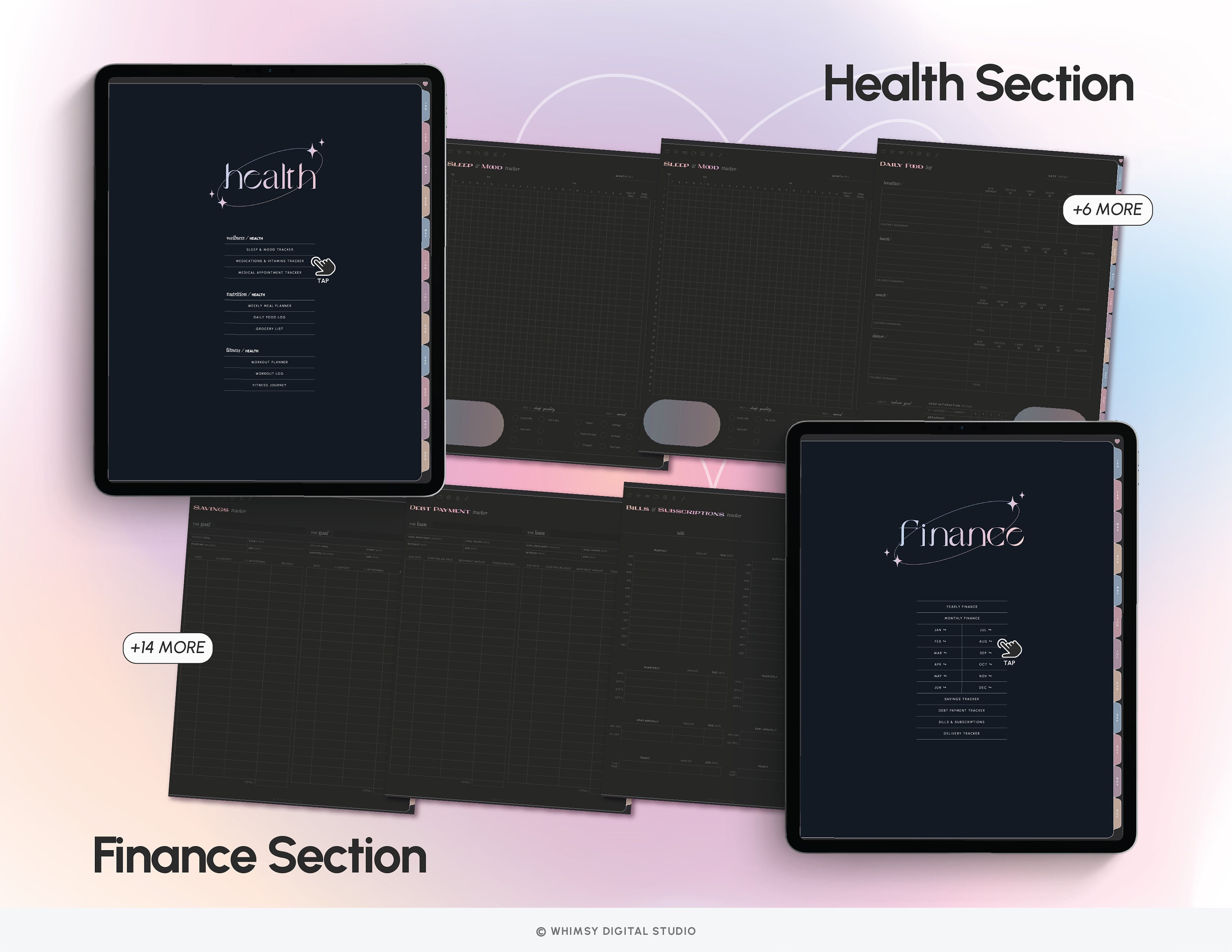 BTS KPOP Undated Digital Planner Dark Mode Sunday Monday Start ...