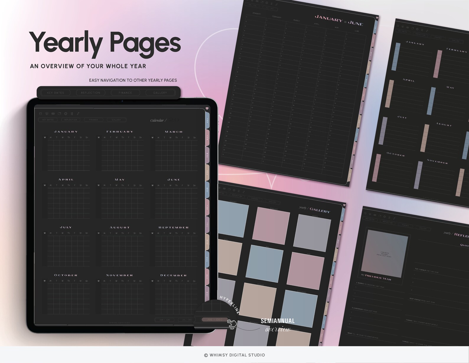 BTS KPOP Undated Digital Planner Dark Mode Sunday Monday Start ...